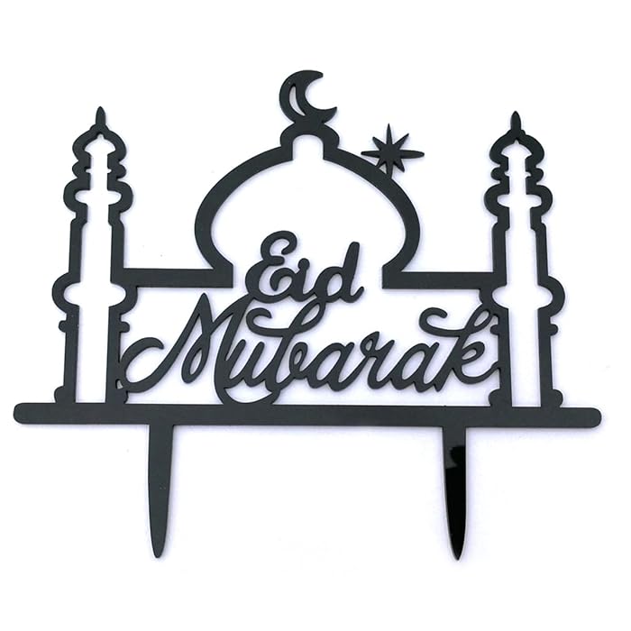 Acrylic Cake Topper - 1PC Eid Mubarak Happy Ramadan Picks